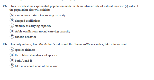 Solved 93. In a discrete-time exponential population model | Chegg.com