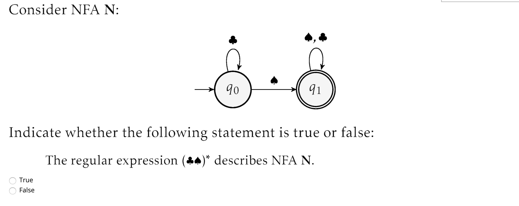 Solved Consider NFA N: 90 91 Indicate whether the following | Chegg.com