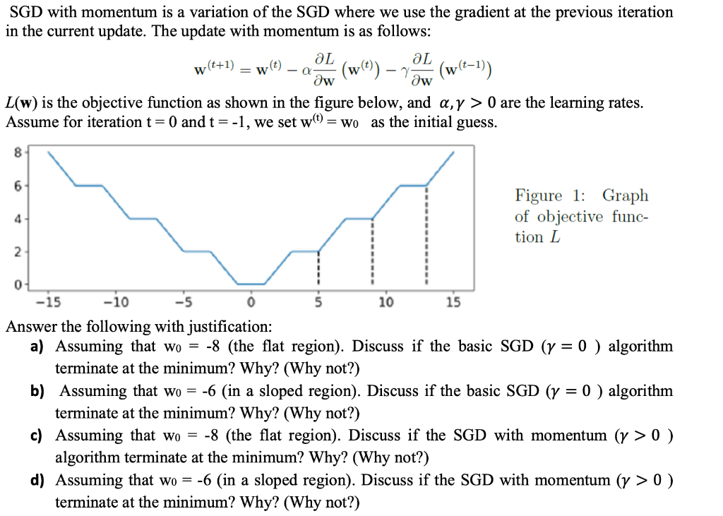 Solved SGD with momentum is a variation of the SGD where we | Chegg.com