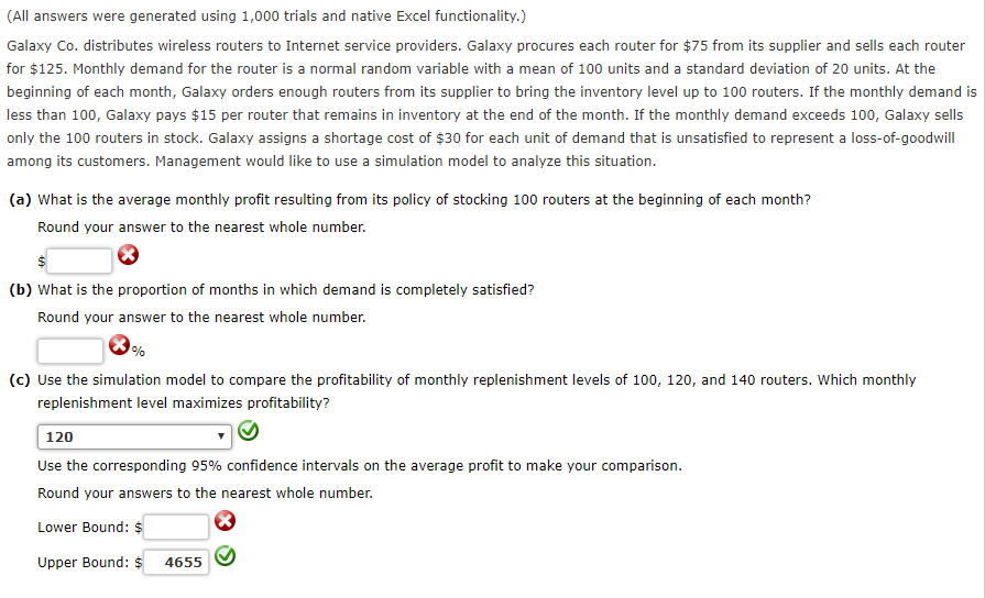 Solved (All answers were generated using 1,000 trials and | Chegg.com