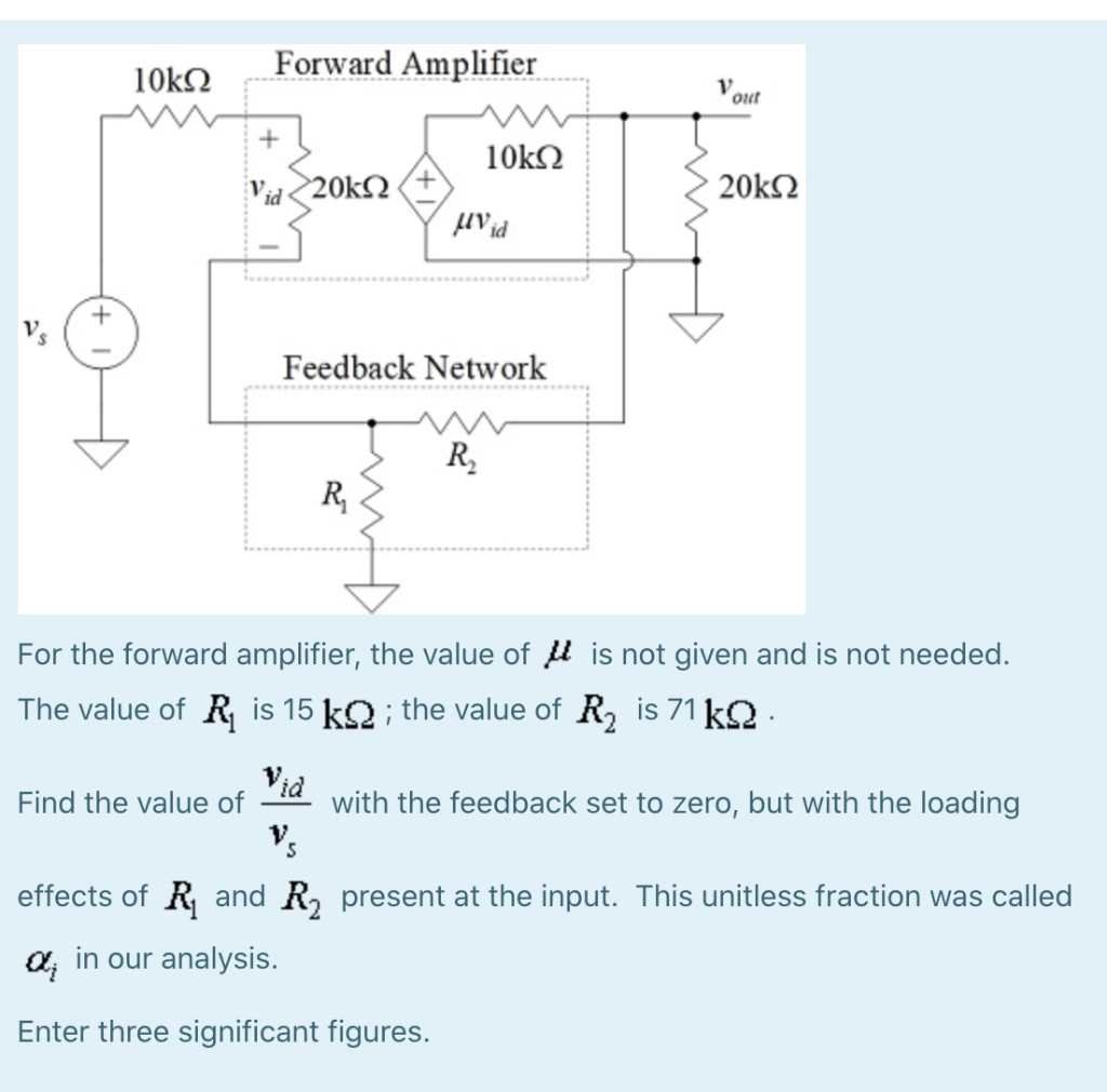 Solved Forward Amplifier 10kΩ 19 our + 10kΩ Vid 2022 20kΩ | Chegg.com