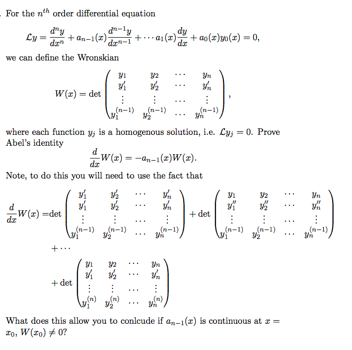 Solved For the nth order differential equation dxn dxn-1 we | Chegg.com