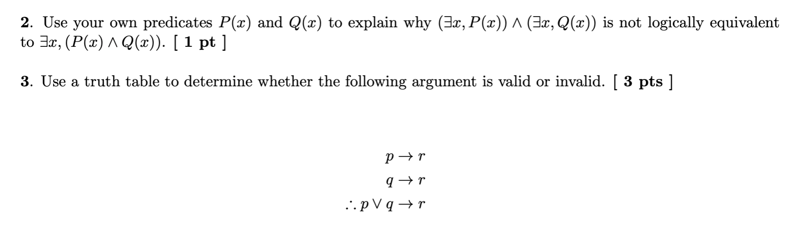 Solved 2. Use your own predicates P(x) and Q(x) to explain | Chegg.com