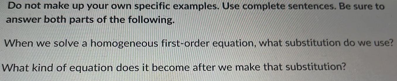 Solved Do not make up your own specific examples. Use | Chegg.com