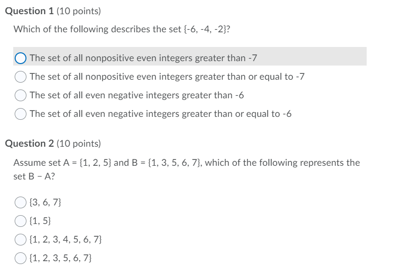 Solved Question 1 (10 points) Which of the following | Chegg.com
