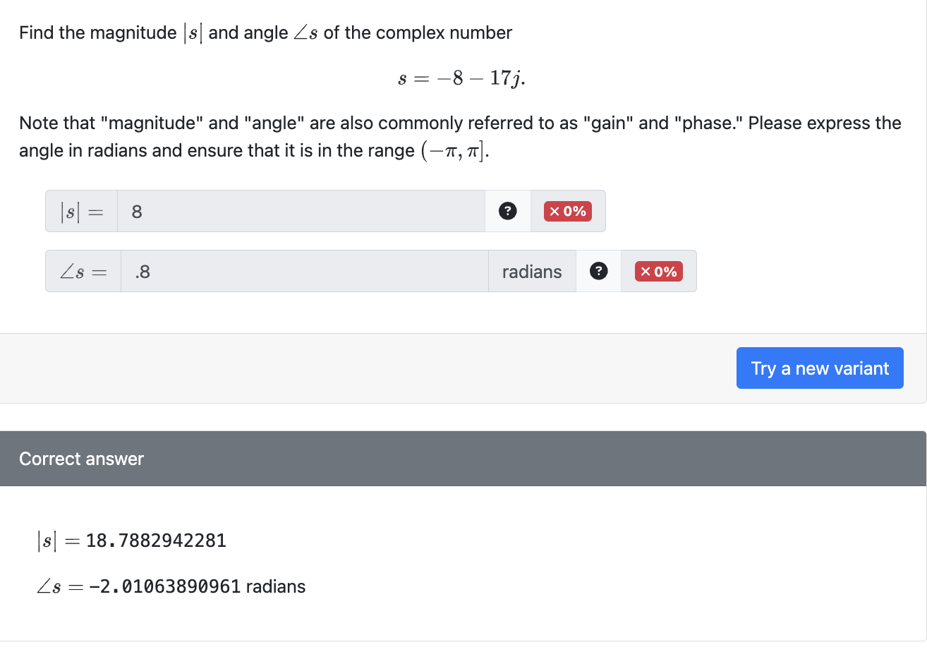 Solved Find the magnitude |s| and angle /_(s) of the complex | Chegg.com
