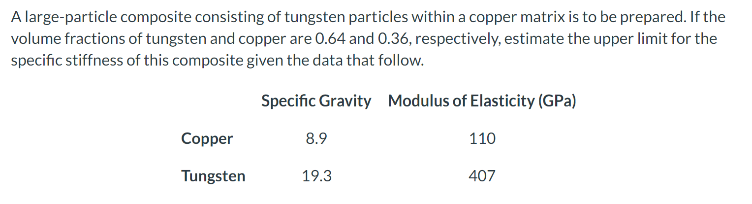 Solved A large-particle composite consisting of tungsten | Chegg.com