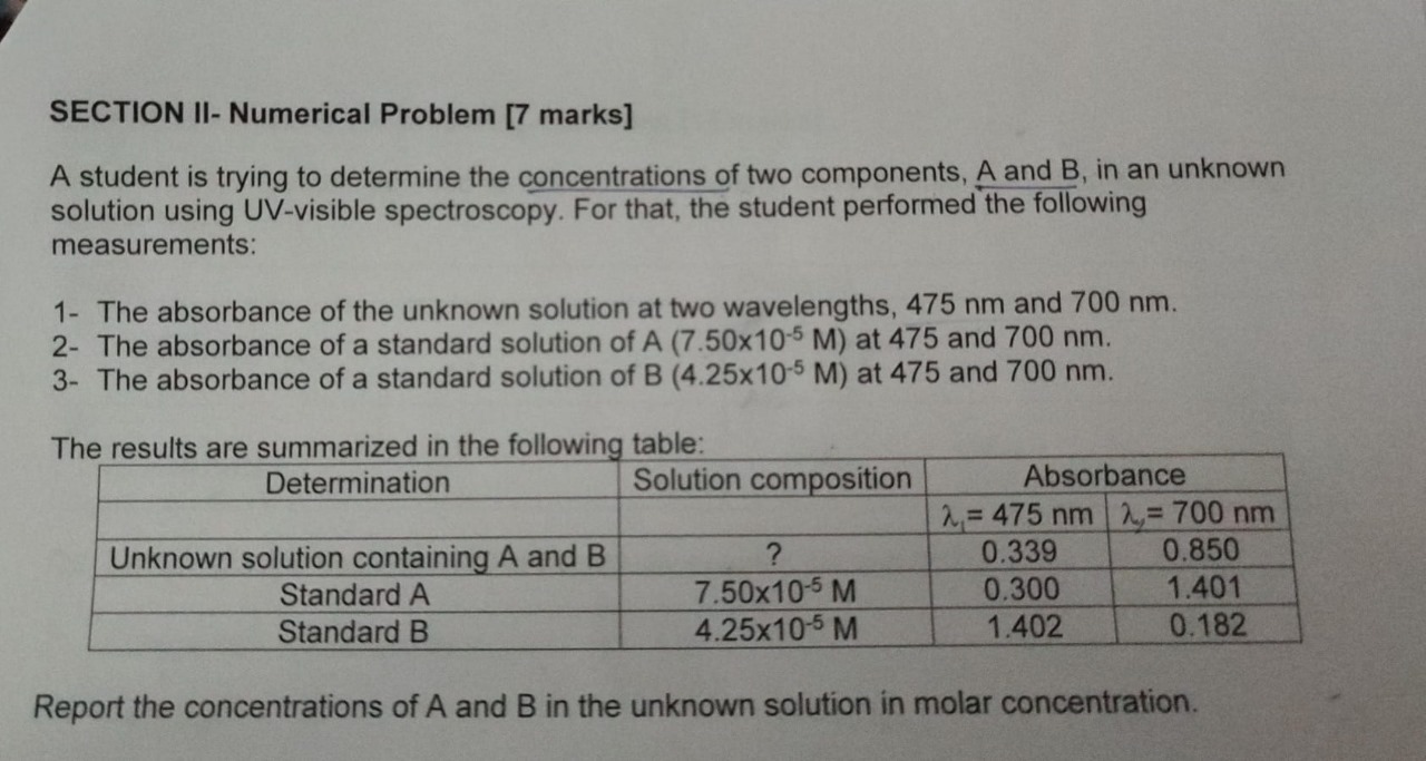 Solved SECTION II- Numerical Problem [7 marks] A student is | Chegg.com
