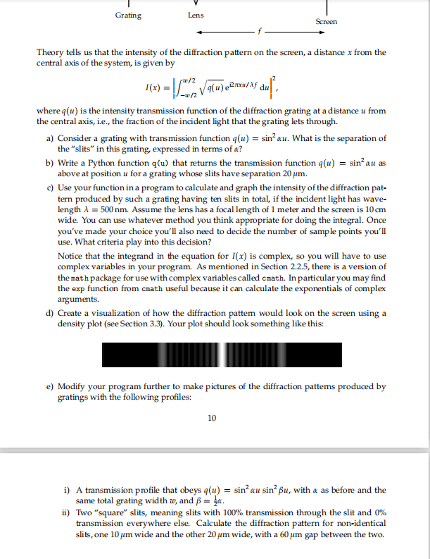Exercise 5.19: Diffraction gratings Light with | Chegg.com