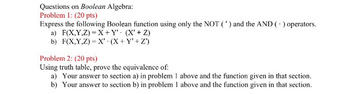 Solved Questions on Boolean Algebra: Express the following | Chegg.com
