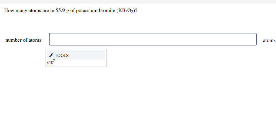 Solved How many atoms are in 55.9 g of potassium bromite | Chegg.com