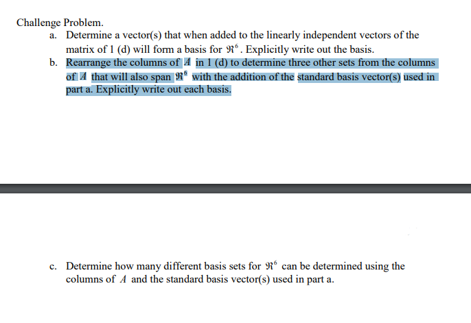 Challenge Problem. a. Determine a vector(s) that when | Chegg.com
