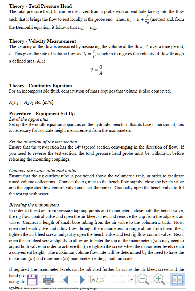 Bernoulli’s Theorem Exercise Pls Provide Calculation | Chegg.com