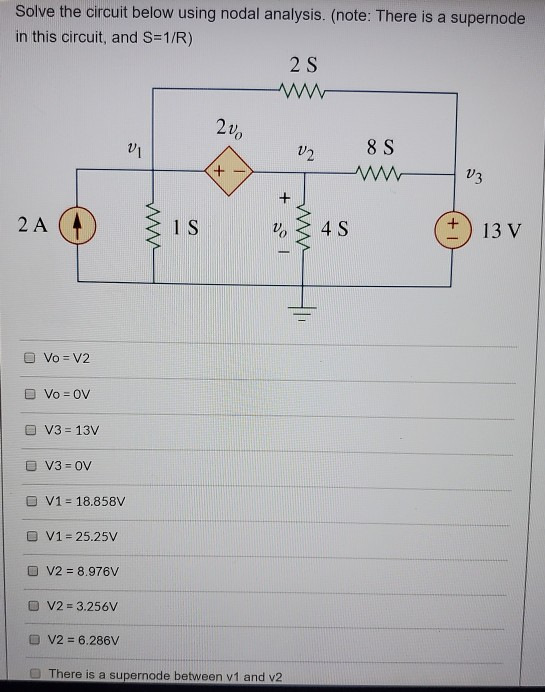 Solved Solve the circuit below using nodal analysis. (note: | Chegg.com