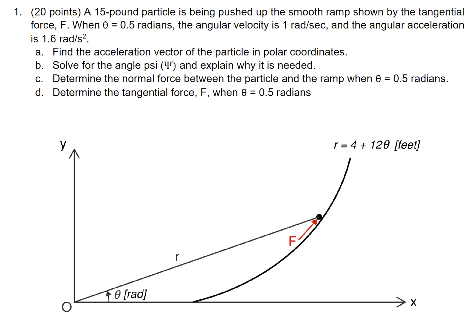 Solved (20 points) A 15-pound particle is being pushed up | Chegg.com