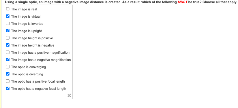 Solved Using a single optic, an image with a negative image | Chegg.com