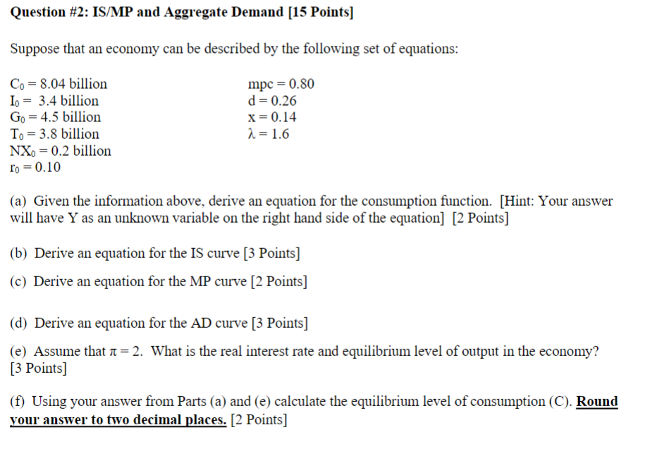 Solved Suppose that an economy can be described by the | Chegg.com