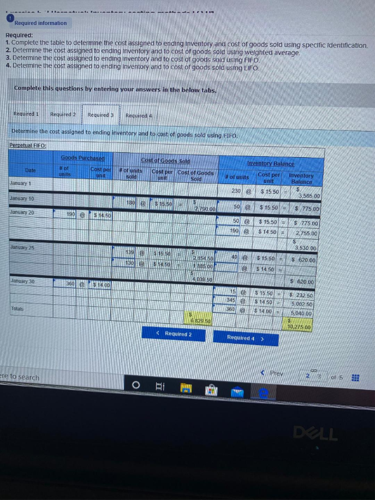 Required information Required: 1. Complete the table | Chegg.com