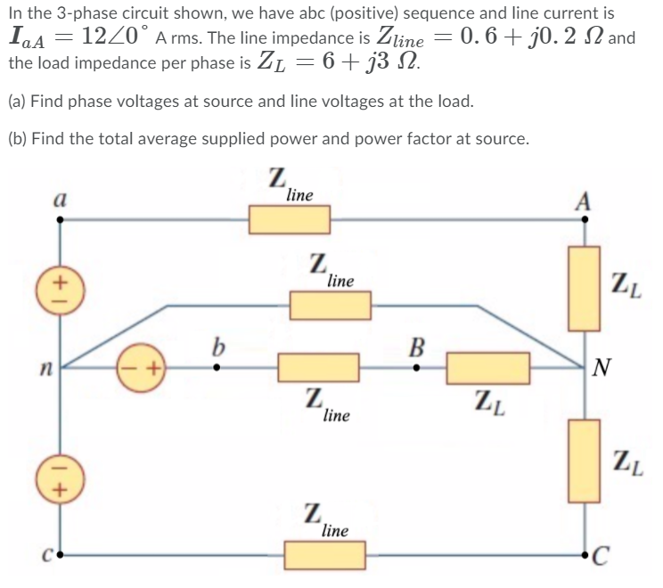 Solved In the 3-phase circuit shown, we have abc (positive) | Chegg.com