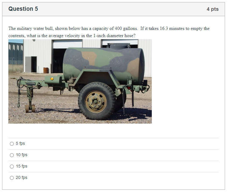 Solved The military water bull, shown below has a capacity | Chegg.com