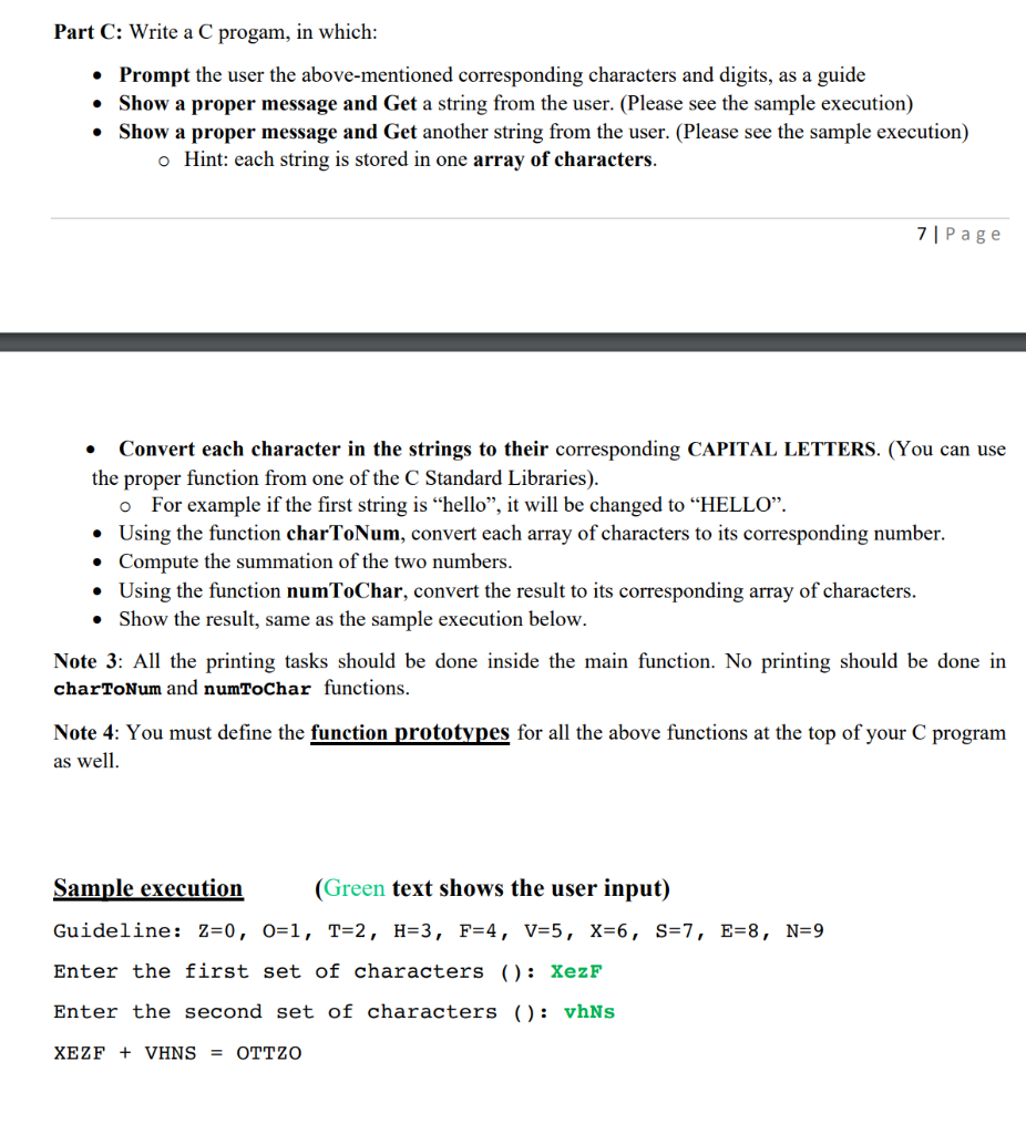 Solved Part C: Write a C progam, in which: • Prompt the user | Chegg.com