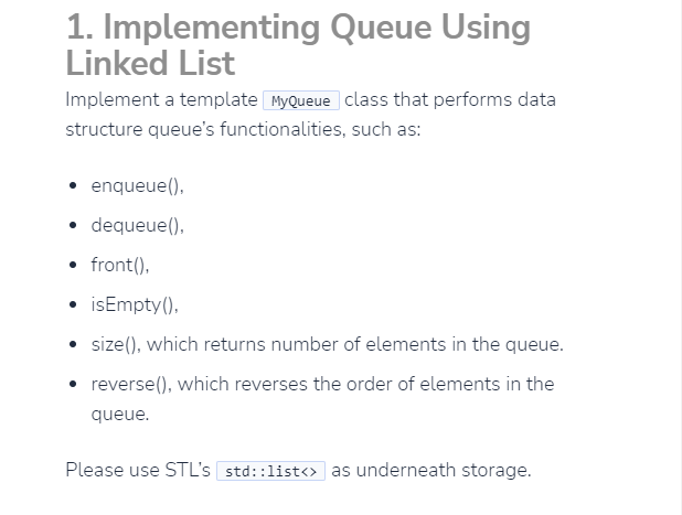 Solved myqueue.cpp X 1 #include #include using std::cout; | Chegg.com
