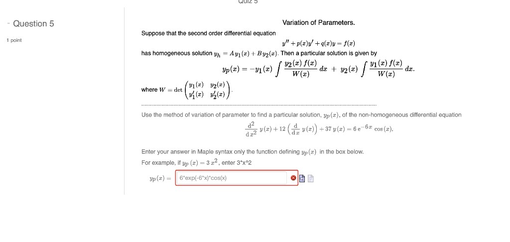Solved Variation of Parameters. Suppose that the second | Chegg.com