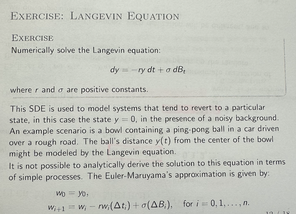 Solved EXERCISE: LANGEVIN EQUATION EXERCISE Numerically | Chegg.com