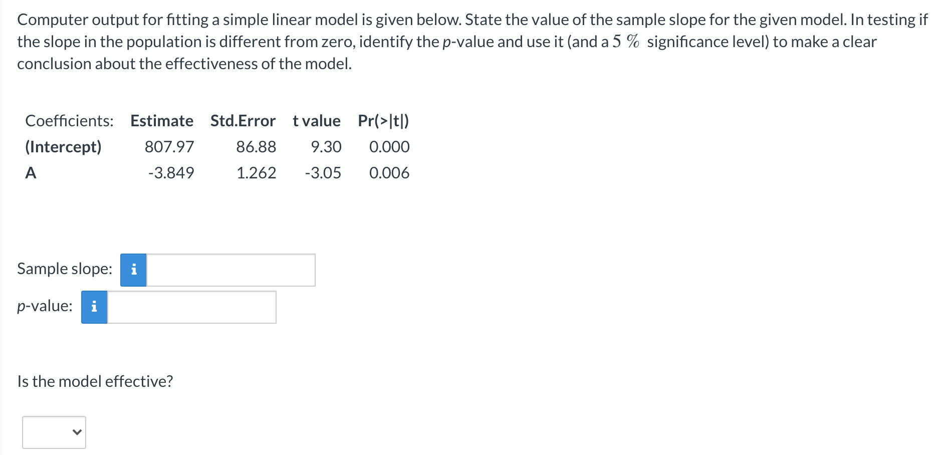 Solved Computer output for fitting a simple linear model is | Chegg.com
