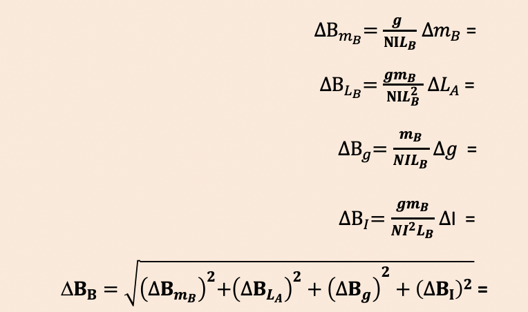 Solved Calculate the uncertainty for ∆𝐵 using error | Chegg.com