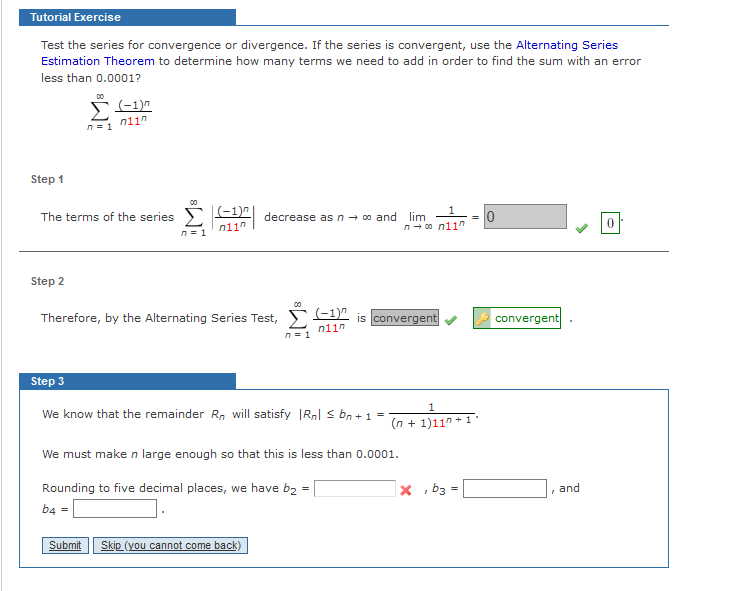 Solved Tutorial Exercise Test the series for convergence or | Chegg.com