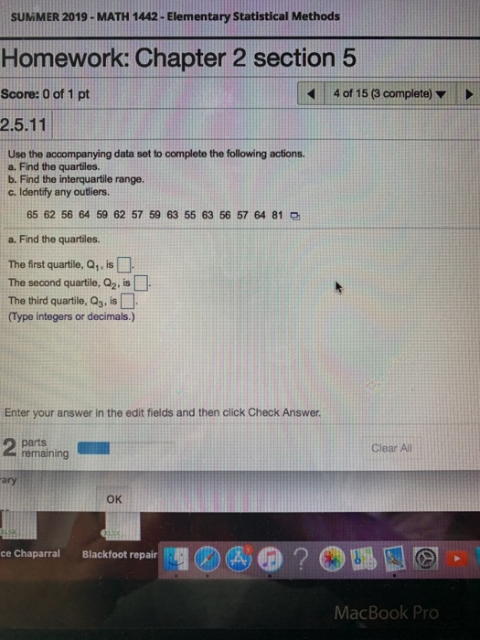 Solved SUMMER 2019-MATH 1442- Elementary Statistical Methods | Chegg.com