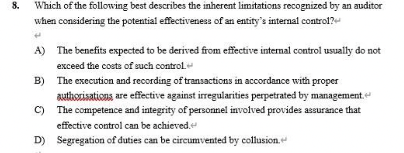 Solved 8. Which of the following best describes the inherent | Chegg.com