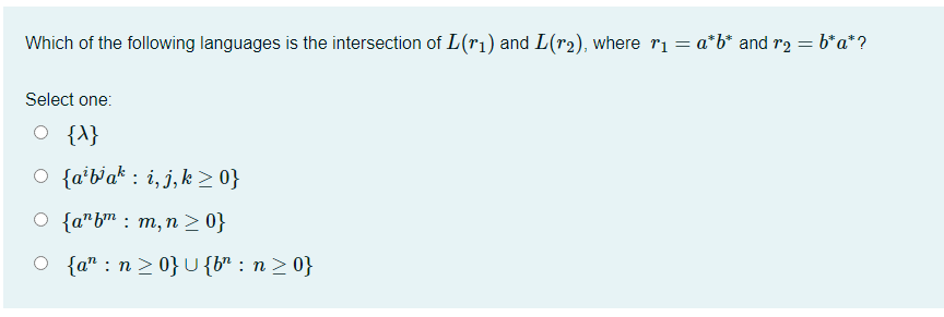 Solved Which of the following languages is the intersection | Chegg.com