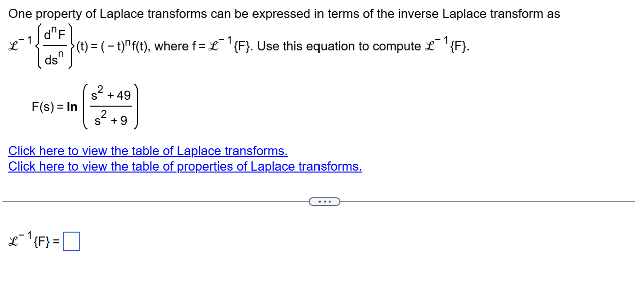 Solved One property of Laplace transforms can be expressed | Chegg.com