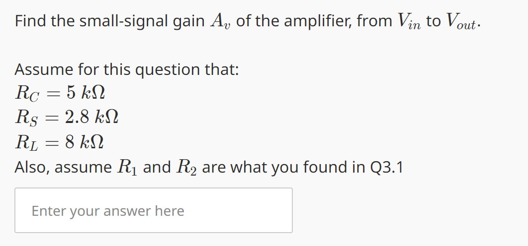 Solved A common-emitter amplifier w/emitter degeneration has | Chegg.com
