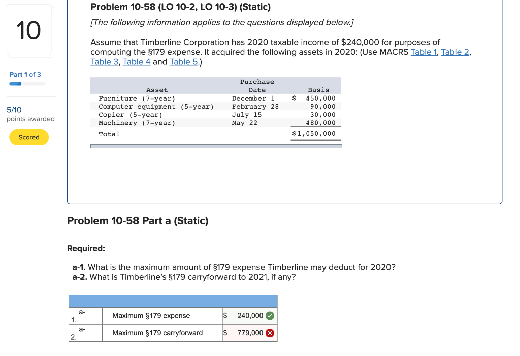 Solved Problem 10-58 (LO 10-2, LO 10-3) (Static) (The | Chegg.com