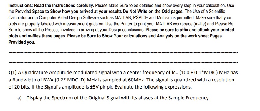 Solved Instructions: Read the Instructions carefully. Please | Chegg.com