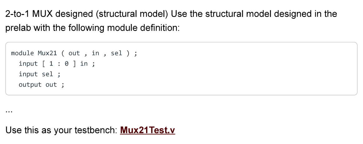 Solved 11 이 이 S 2-to-1 MUX designed (structural model) Use | Chegg.com