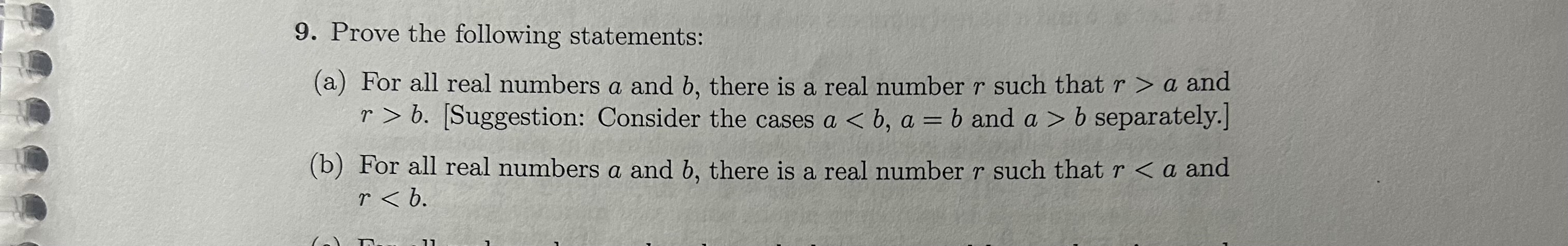 Solved prove the following:Let a and b be real | Chegg.com