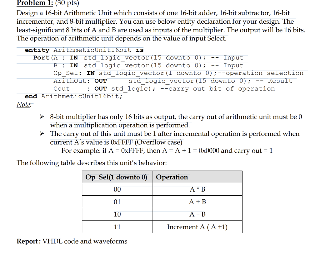 Please write VHDL code. Please provide me a code | Chegg.com