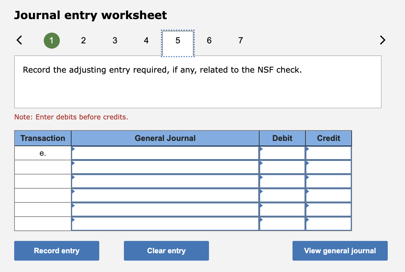 Solved Journal entry worksheet 7 Record the adjusting entry | Chegg.com