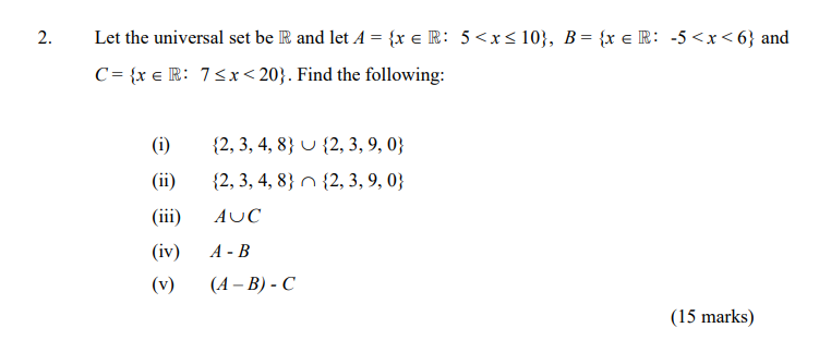 Solved Let The Universal Set Be R And Let A {x∈r 5