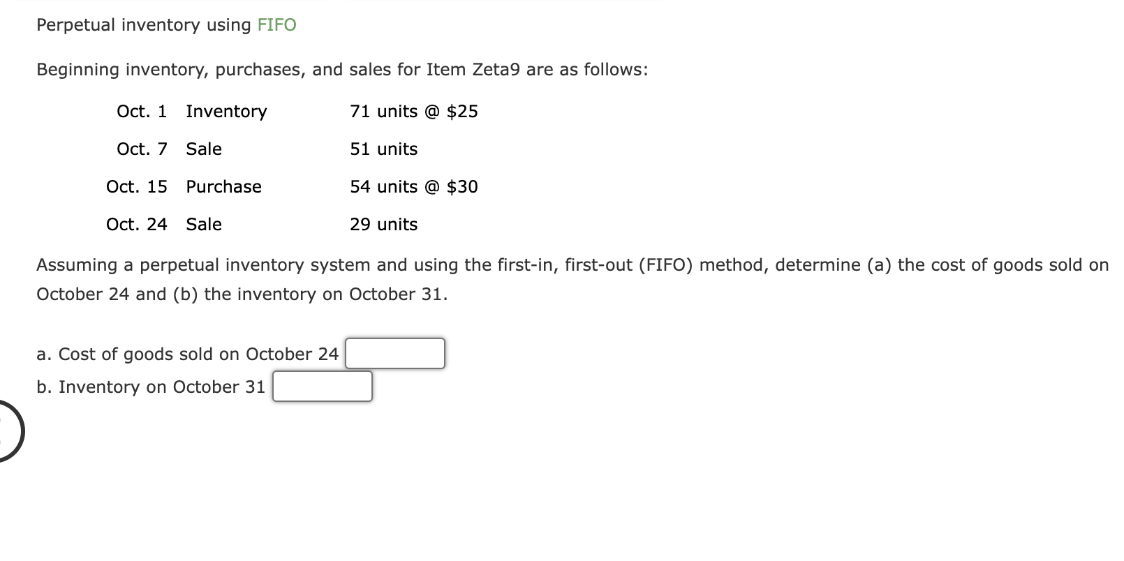 Solved Perpetual inventory using FIFO Beginning inventory, | Chegg.com
