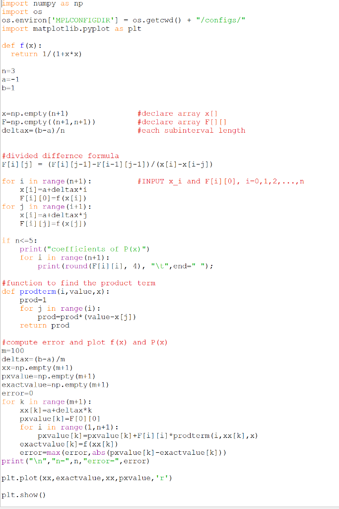 Solved How do I interpret this Numerical Problem on Python? | Chegg.com