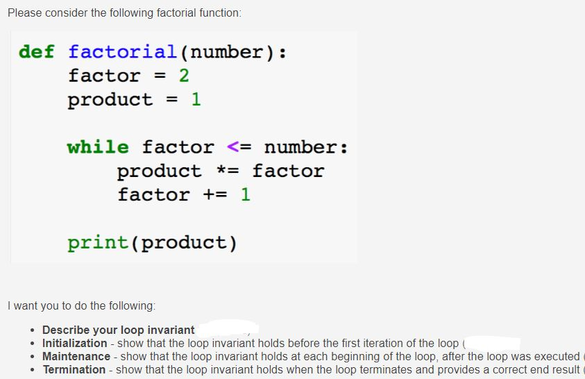 Solved Please consider the following factorial function: def | Chegg.com