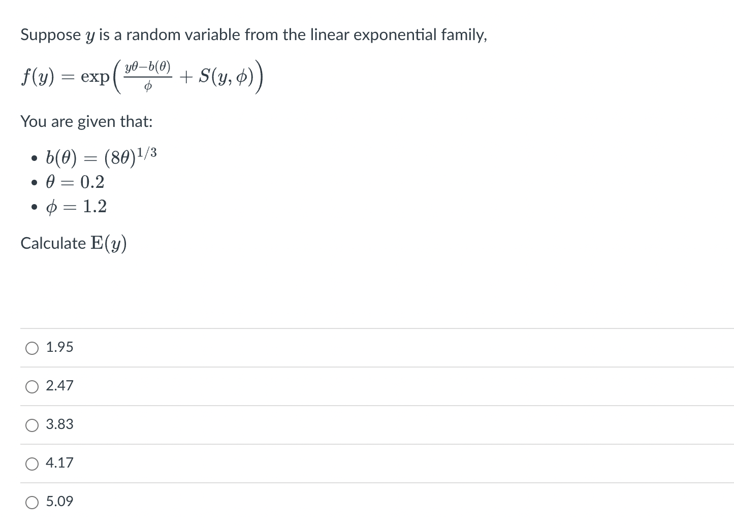 Solved Suppose y is a random variable from the linear | Chegg.com