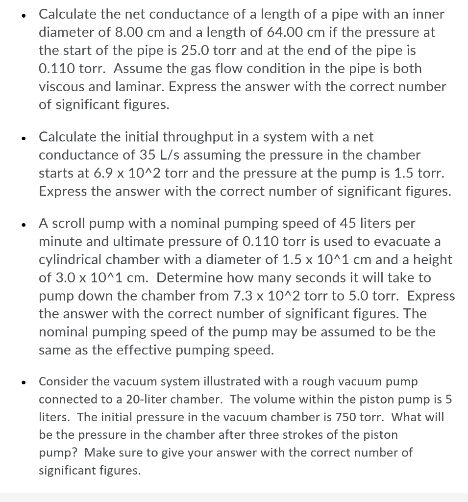 Calculate the net conductance of a length of a pipe | Chegg.com