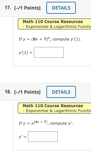 Solved Math 110 Course Resources - Implicit Differentiaion | Chegg.com
