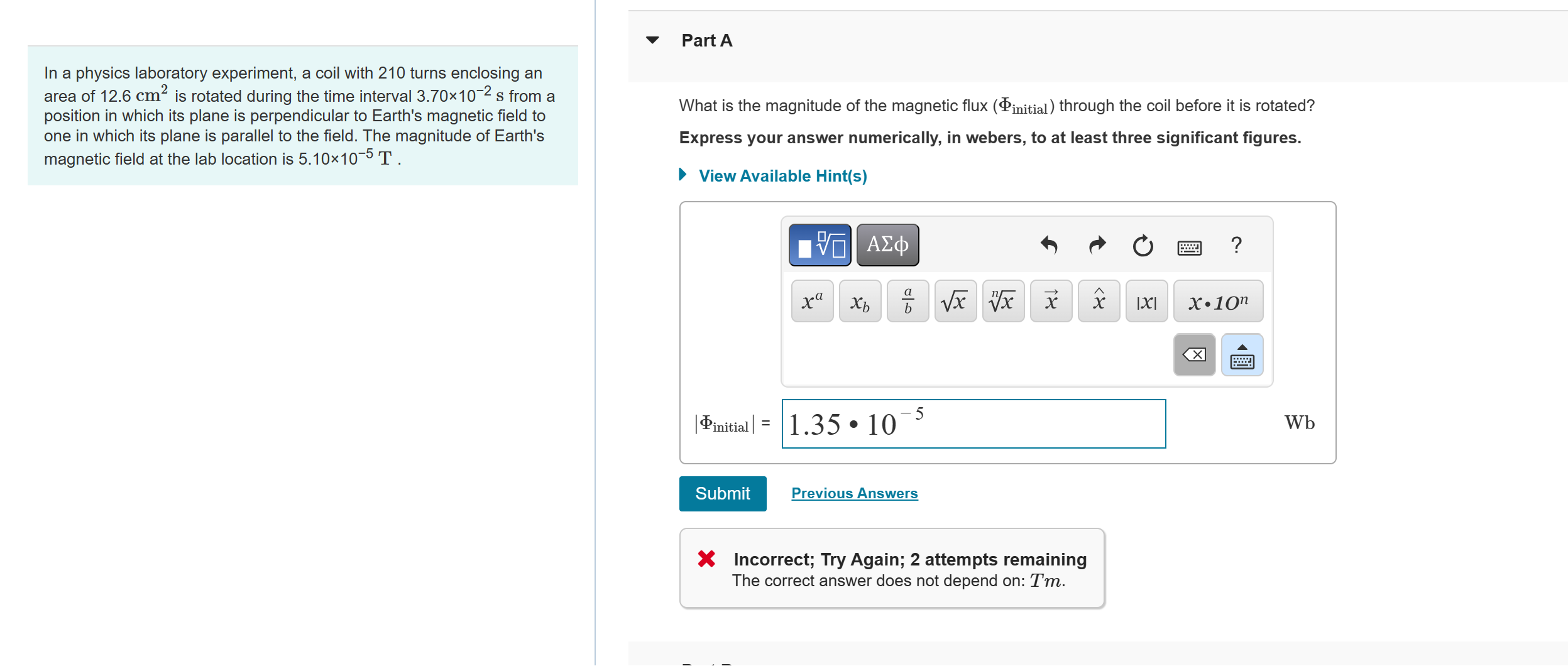 In a physics laboratory experiment, a coil with 210 | Chegg.com